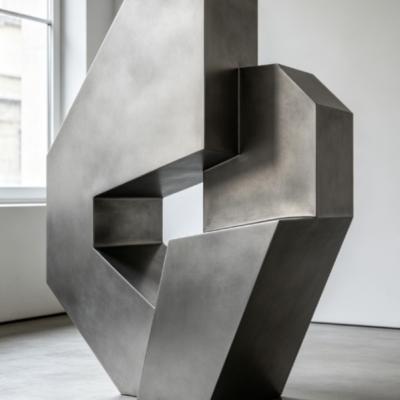 China Original Design Geometric Abstract Decorative Metal Stainless Steel Sculpture Custom Statue Outdoor Landscaping for sale