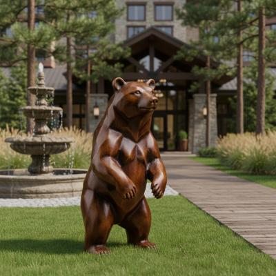 China Custom Metal Casting Life Size Bronze Bear Sculpture Outdoor Garden Statue Realistic Animal Art for Villa Park Landscape Decor for sale