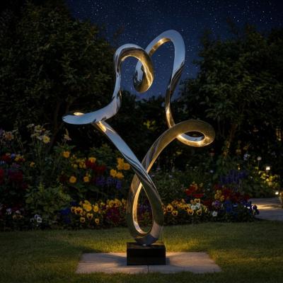 China Modern Eternal Heart | 8K Mirror-Polished Stainless Steel Abstract Sculpture for Luxury Landscapes for sale