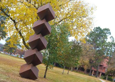 China Abstract Rusty Garden Sculptures , Square Sculpture With Corrosion Stability for sale