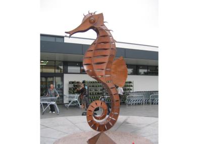 China Large Decorative Corten Steel Sculpture Metal Animal Seahorse Sculpture for sale