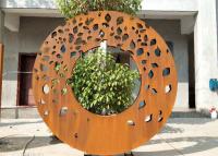 China Laser Cut Corten Steel Ring Design Garden Sculpture Panel Screen Custom Size for sale