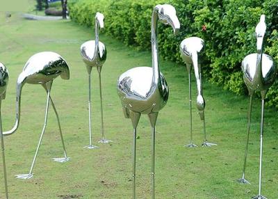 China Garden Decoration Polished Stainless Steel Sculpture Crane Sculpture 100cm Height for sale