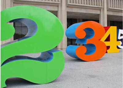 China Painted Stainless Steel Number Sculpture For Public , Metal Garden Sculptures for sale