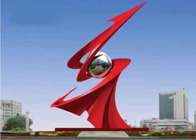 China Large Red Painted Monumental Stainless Steel Sculpture For Outdoor Decorative for sale