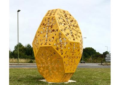 China Huge Yellow Painted Metal Sculpture Stainless Steel Outdoor Public Sculpture for sale