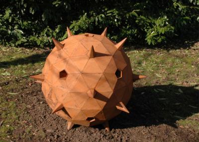 China Custom Size Corten Steel Rusty Garden Thorn Ball Sculpture for sale