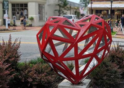 China Contemporary Painted Stainless Steel Heart Garden Sculpture for sale