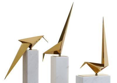 China Polished Stainless Steel Origami Crane Sculpture For Interior Decoration for sale