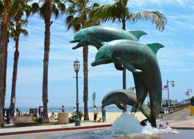 China 300cm High Patina Bronze Dolphin Sculpture For Landscape Decor for sale