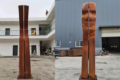 China Rustic 3m Height Corten Steel Metal Face Sculpture For Garden for sale