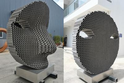 China Matt Finish Modern Stainless Steel Abstract Face Sculpture 200cm High for sale
