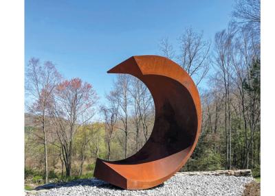 China 250cm Height Corten Steel Moon Sculpture For Garden Decoration for sale