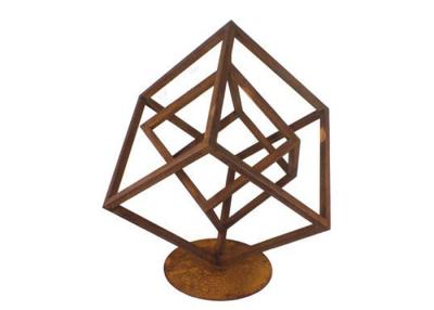 China 200cm Height Corten Steel Metal Geometric Sculpture For Garden Decoration for sale