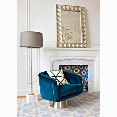 China Luxury Comfy Swivel Sofa Chair With Brushed Stainless Steel Swivel Base for sale
