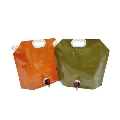 China 8L Reusable Plastic Water Pouch Outdoor Camping Hiking Portable Water Bags Drinking Flat Bottom Folding Water Bag with Spout for sale