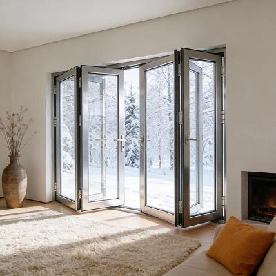 China OEM Aluminum Folding Door 5mm 20mm  Exterior Sliding Glass Door for sale