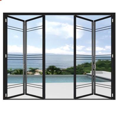 China Wind Resistant Aluminum Folding Door Tempered Aluminium Bifold Windows For Home Balcony for sale