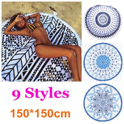 China Stock Round Beach Towel with tassel wholesale round beach towel custom design custom size for sale
