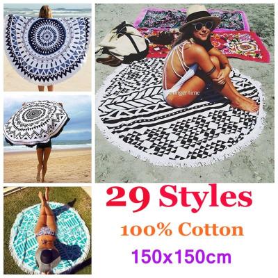 China Cheap wholesale cotton printed round beach towel for sale