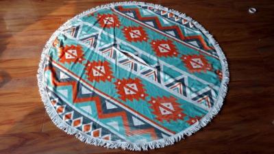 China Microfiber custom print round beach towels with tassel microfiber round beach towel for sale