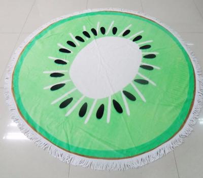 China cheap wholesales diameter 150cm reactive printed round beach towel with tassels for sale