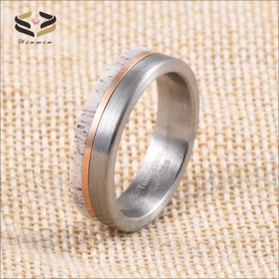 China Jewelry 6mm Tungsten Band for Men Women Inlay Deer Antler Wedding Ring Other Diamond Shape and Pearl Type for sale