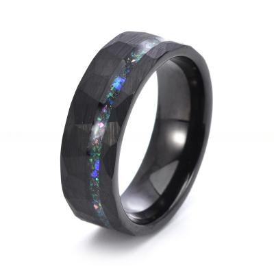 Cina Uomini Anelli di matrimonio di tungsteno nero a facce 8 mm con intarsio di tipo perla intarsio di opalo Galaxy in vendita