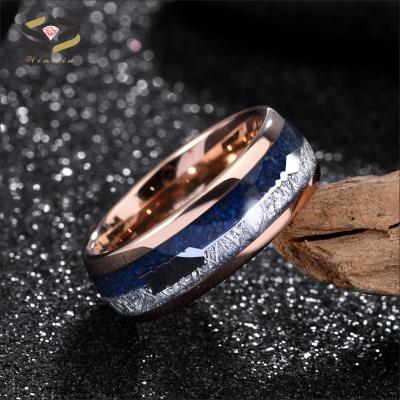 China 8mm Tungsten Lapis Trouwring met Rose Gold Koepel en Zilveren Pijl Inleg Te koop