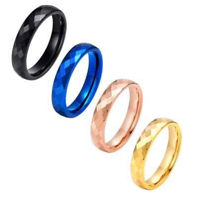 Cina Anelli di tungsteno polito a diamanti con facce nere argento blu oro placcato stile di moda per gioielli da uomo e donna in vendita
