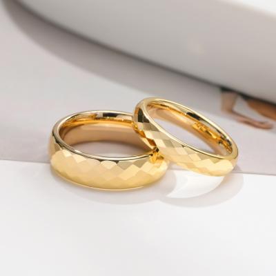 Cina Anello nuziale in tungsteno argento oro sfaccettato taglio diamante polacco per uomo donna, stile alla moda, tipo religioso in vendita