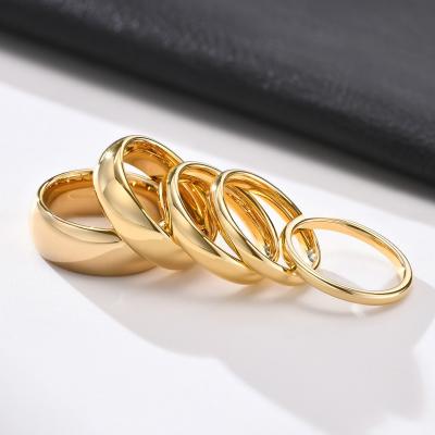 Cina Anello in carburo di tungsteno semplice da uomo e donna, fascia nuziale, placcato in oro 18K lucido geometrico, largo 2/3/4/6/8mm, stile TRENDY in vendita