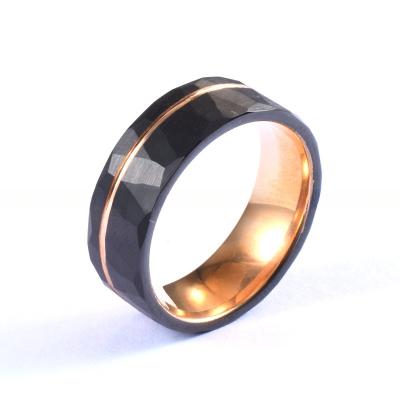 Cina Fedi Nuziali in Tungsteno con Bordi a Cupola da 8 mm, Geometriche, Nere e Placcate Oro Rosa in vendita