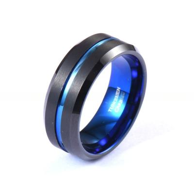 China Blue Channel Classic Style Black Tungsten Wedding Bands for Her and Him in Other Diamond Shape for sale