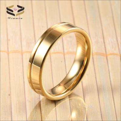Cina Fedi Nuziali o Anelli 6mm Fashion Offset Groove Anello in Carburo di Tungsteno Oro 18K per Uomo Donna Servizio di Campionatura in vendita