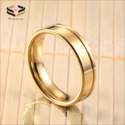 Cina Fedi Nuziali o Anelli 6mm Fashion Offset Groove Anello in Carburo di Tungsteno Oro 18K per Uomo Donna Servizio di Campionatura in vendita