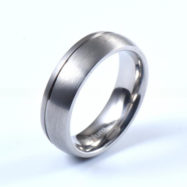 Quality Titanium Engagement Wedding Band Ring Offset Groove Matte Brushed 6mm 8mm for Men Women for sale
