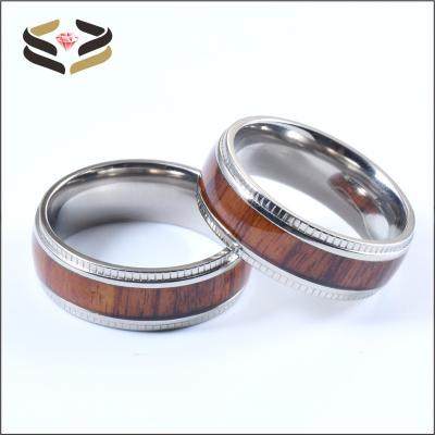 Cina 8mm Bande di Titanio per Uomini Con Colore In Legno Koa in vendita