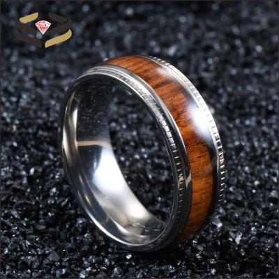 Cina 8mm Bande di Titanio per Uomini Con Colore In Legno Koa in vendita