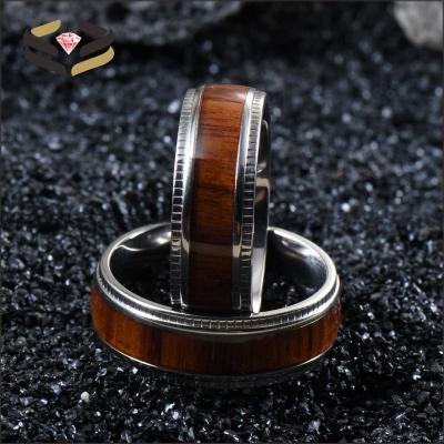 Cina 8mm Bande di Titanio per Uomini Con Colore In Legno Koa in vendita