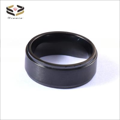 Cina Fedi Nuziali Nere in Titanio da Uomo, 8mm, Finitura Spazzolata con Bordi Smussati in vendita