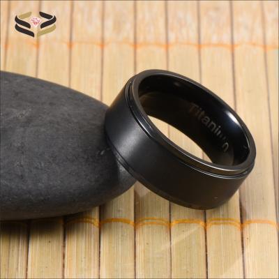 Cina Fedi Nuziali Nere in Titanio da Uomo, 8mm, Finitura Spazzolata con Bordi Smussati in vendita