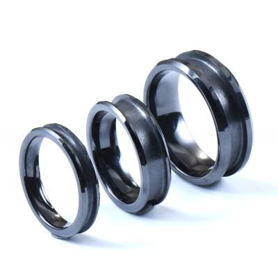 Cina Anelli in ceramica neri da uomo e da donna per matrimonio, 4mm 6mm 8mm, con intarsio personalizzabile in vendita
