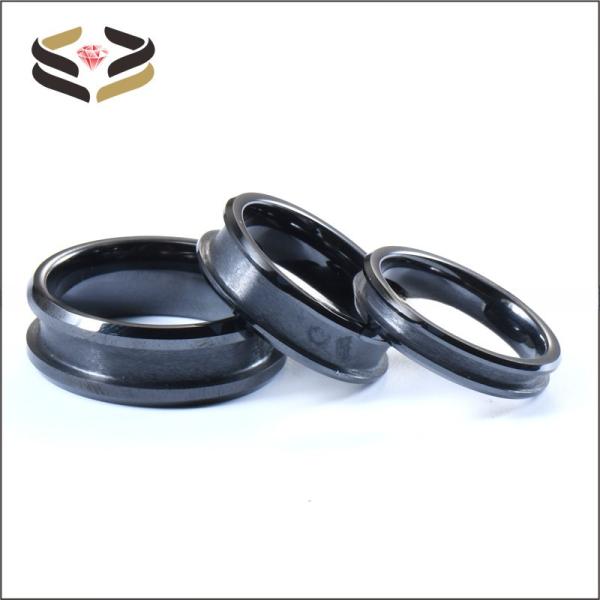Quality Men'S Women'S Black Wedding Ceramic Rings 4mm 6mm 8mm With Customizable Inlay for sale