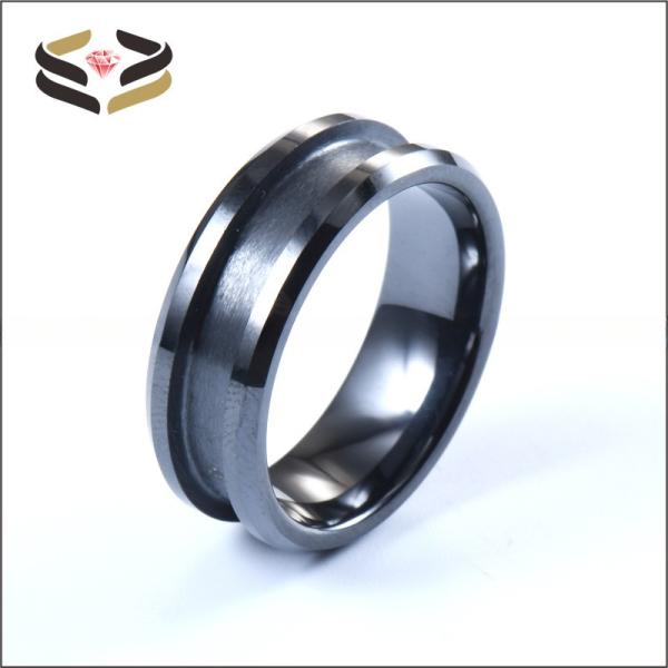 Quality Men'S Women'S Black Wedding Ceramic Rings 4mm 6mm 8mm With Customizable Inlay for sale