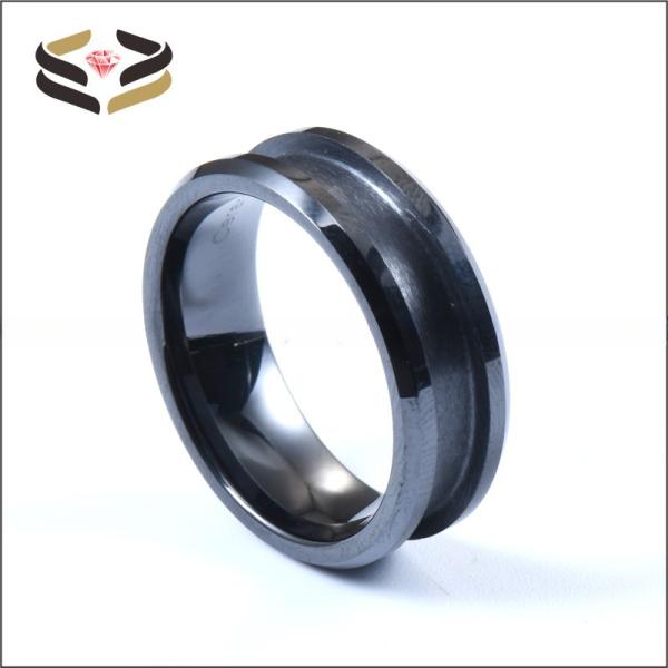 Quality Men'S Women'S Black Wedding Ceramic Rings 4mm 6mm 8mm With Customizable Inlay for sale