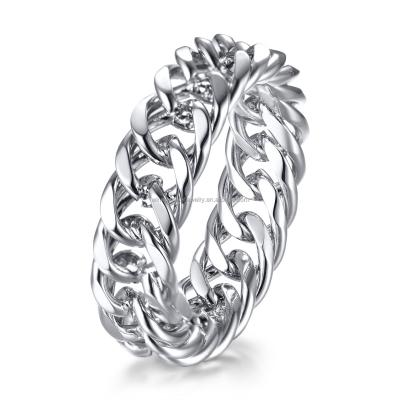 China Men Women Silver Gold Stainless Steel Chain Ring 6mm With Invisible Setting Inlay for sale