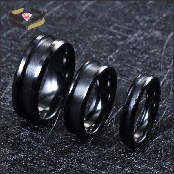 Quality Men'S Women'S Black Wedding Ceramic Rings 4mm 6mm 8mm With Customizable Inlay for sale