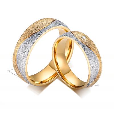 Cina Anelli in acciaio inossidabile a forma di diamante in argento 18K oro placcato due toni sabbiato in vendita