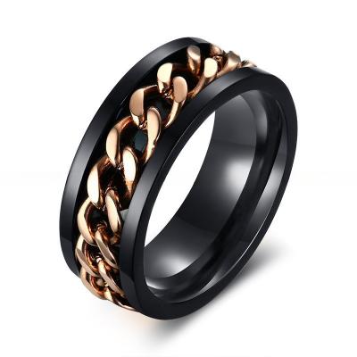 Cina Decompressione Spin Ring in acciaio inossidabile Oro Argento Rosa Oro Blu Catena Intaglio Per Uomini in vendita